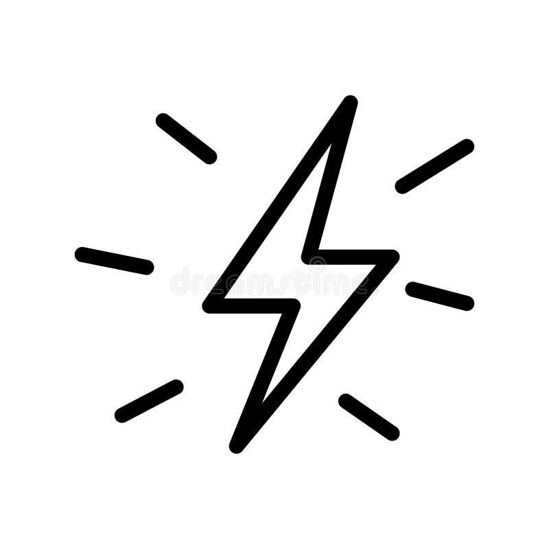 Vector Black Line Icon Voltage Symbol Isolated on White Background ...