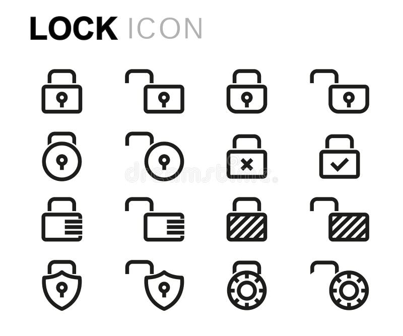 Vector Black Line Locks Icons Set Stock Illustrations – 93 Vector Black ...