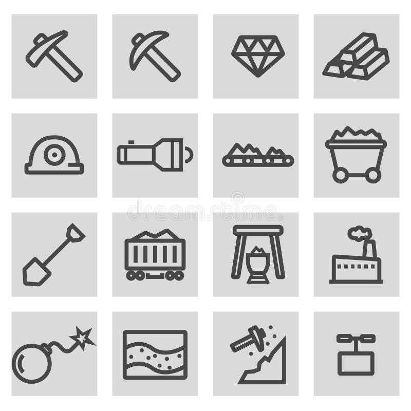Mining Industry. Outline Icons. Extraction of Minerals from the Earth ...