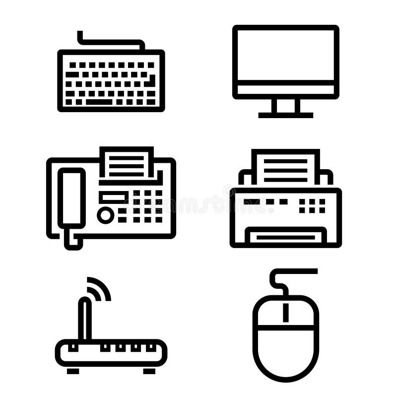 Office devices icons stock vector. Illustration of proektor - 81365614