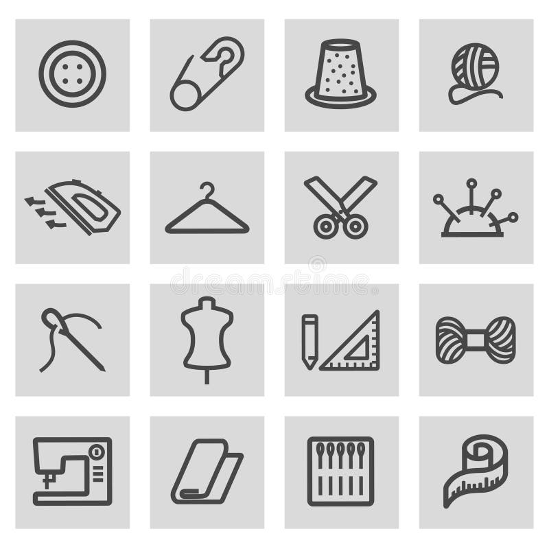 Pop Art Line Sewing Pattern Icon Isolated on Color Background. Markings ...