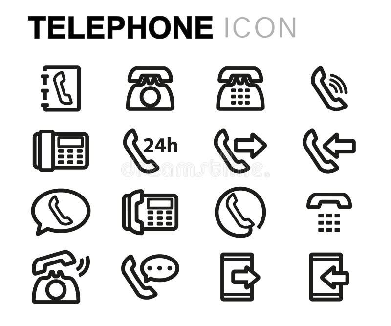 Set Line Telephone, Headphones, World Map Made from Speech Bubble ...