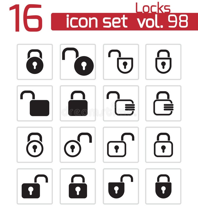 Vector black lock icons stock illustration. Illustration of metal ...