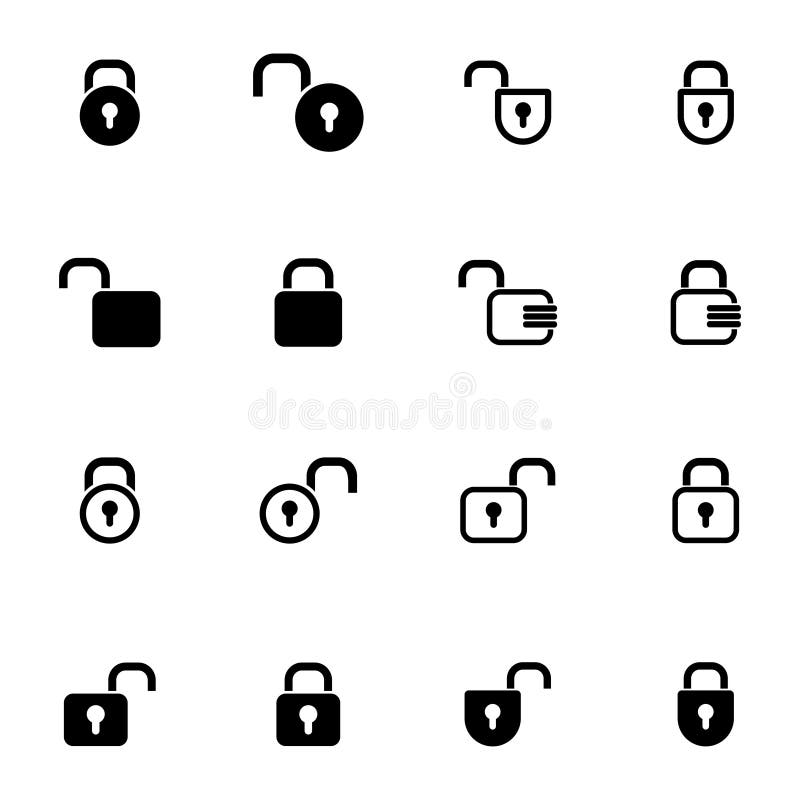 Lock Vector Icons Set on Gray Stock Vector - Illustration of graphic ...