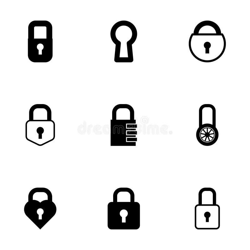 Locks Icons on White Background Stock Vector - Illustration of computer ...