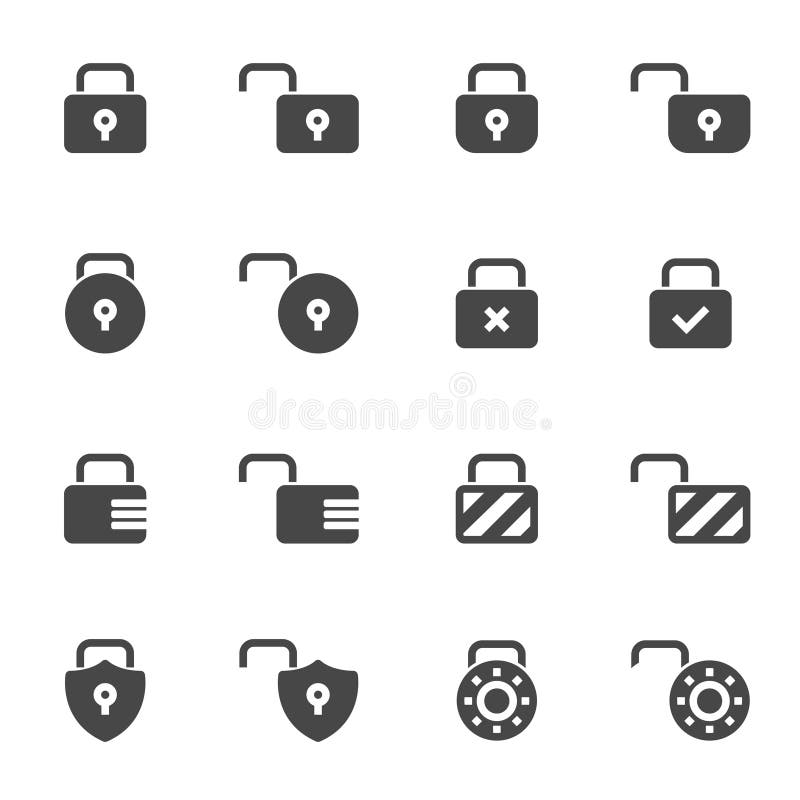 Vector Black Locks Icons Set Stock Illustration - Illustration of ...
