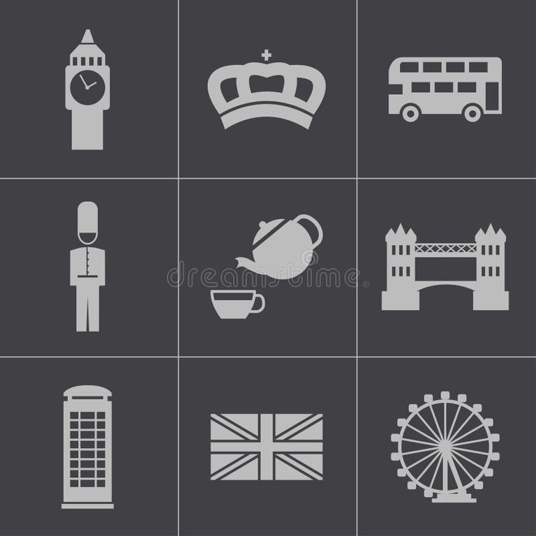 Vector Black London Icons Set Editorial Stock Image - Illustration of ...
