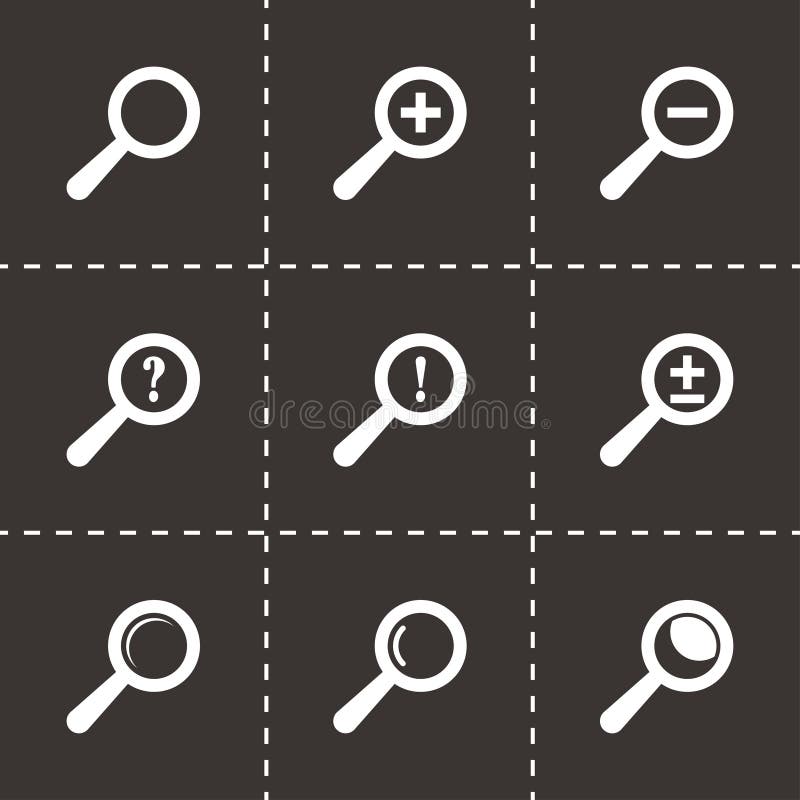 Vector Black Magnifier Glass Icons Set Stock Vector - Illustration of ...