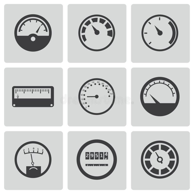 Vector Black Meter Icons Set Stock Vector - Illustration of isolated ...