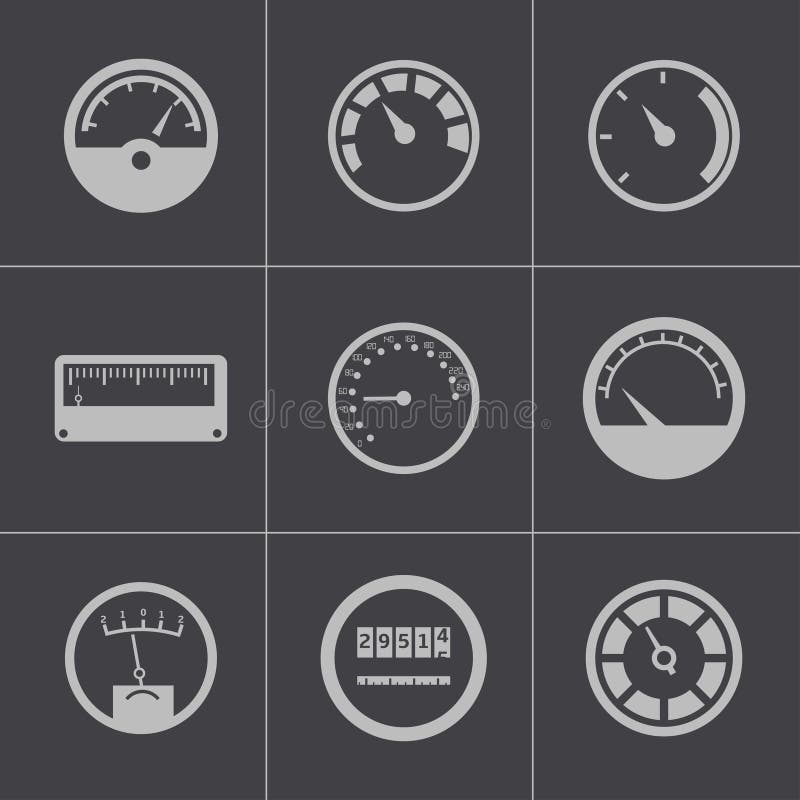 Vector Black Meter Icons Set Stock Vector - Illustration of gauges ...