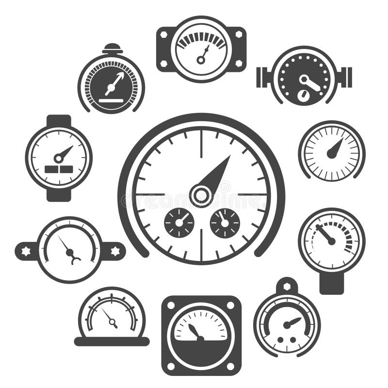 Vector Black Meter Icons Set Stock Vector - Illustration of interface ...