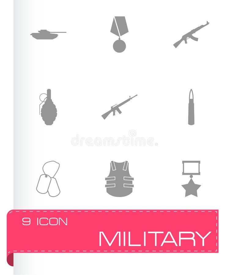 Vector Black Military Icons Set Stock Vector - Illustration of ...