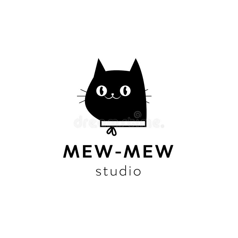 Vector Black Minimal Cat Head Logo Element Design Template. Stock ...