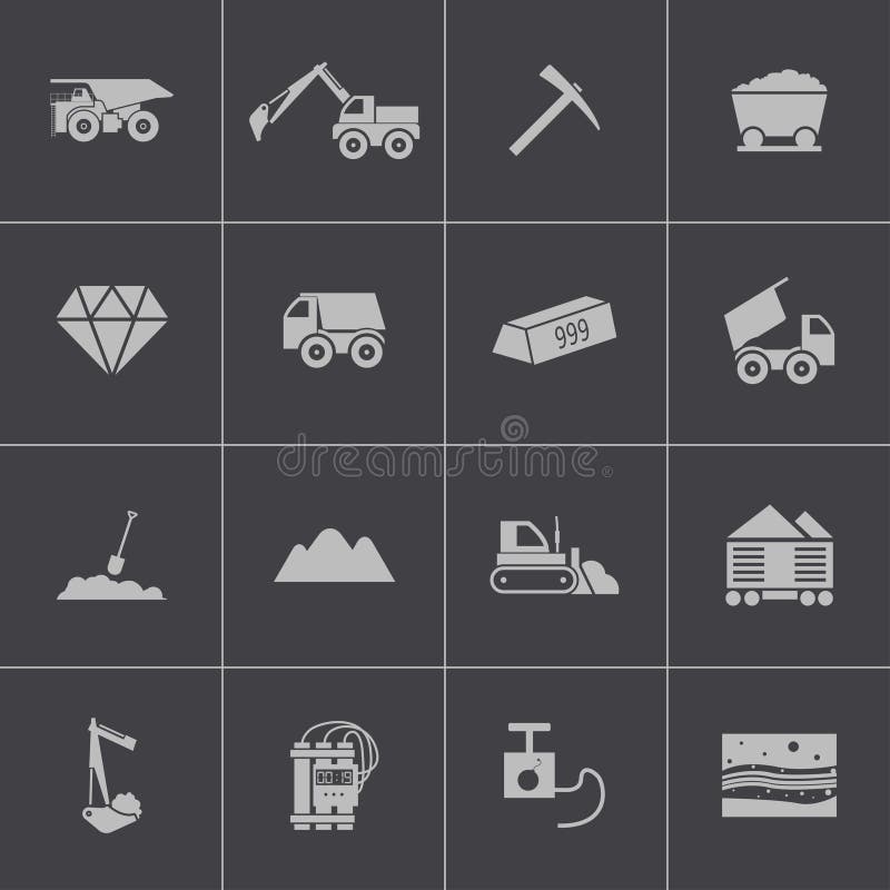 Mining Icons Black stock vector. Illustration of industrial - 49819291
