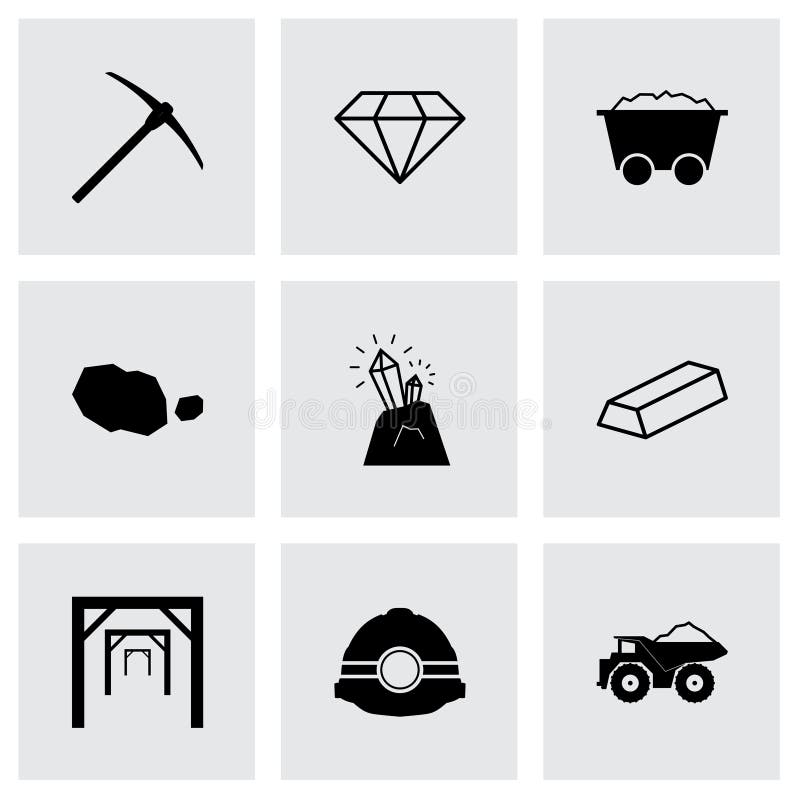 Mining Icons Black stock vector. Illustration of industrial - 49819291