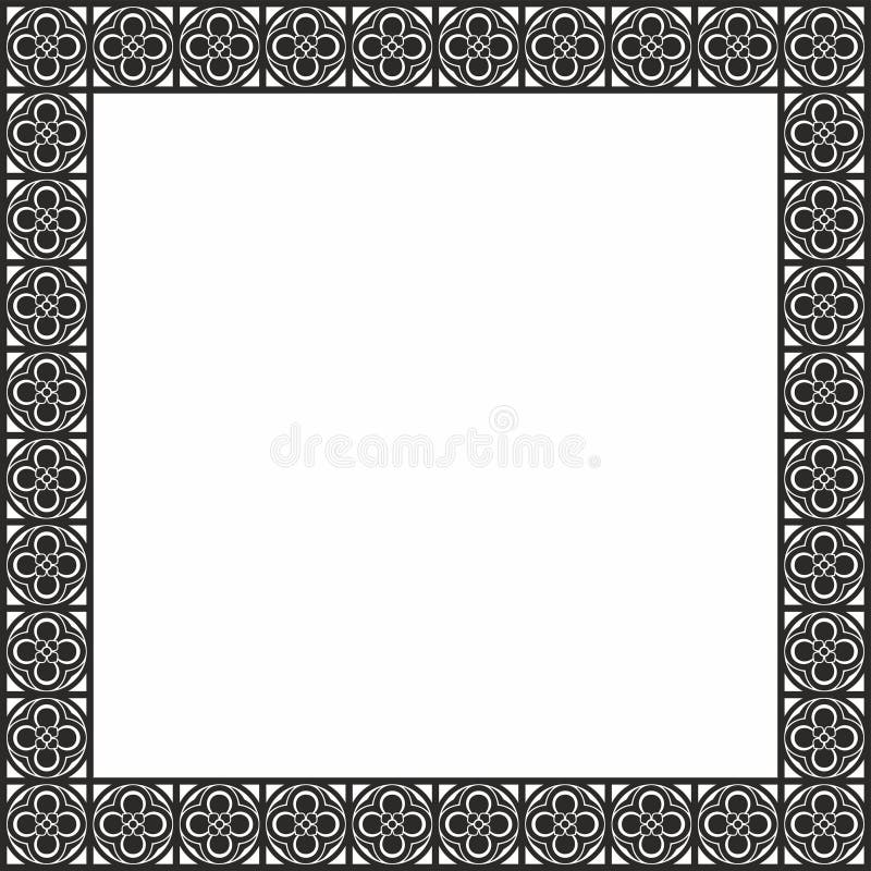 Vector Black Monochrome Square Gothic Ornament. Stock Illustration ...
