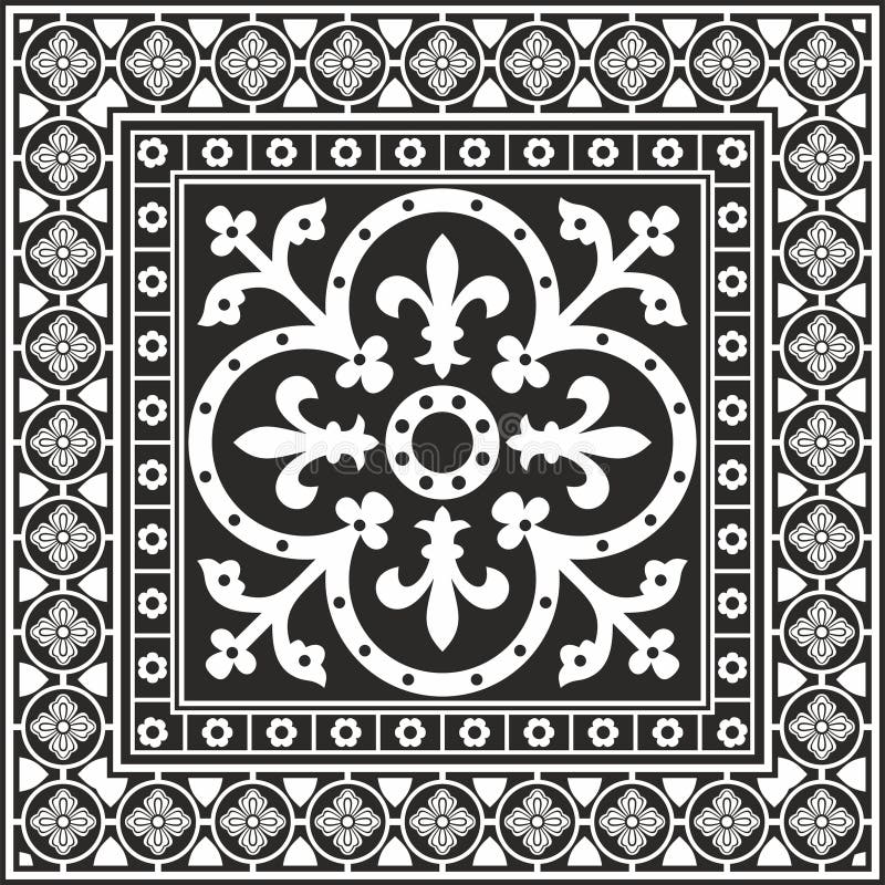 Vector Black Monochrome Square Gothic Ornament. Stock Vector ...