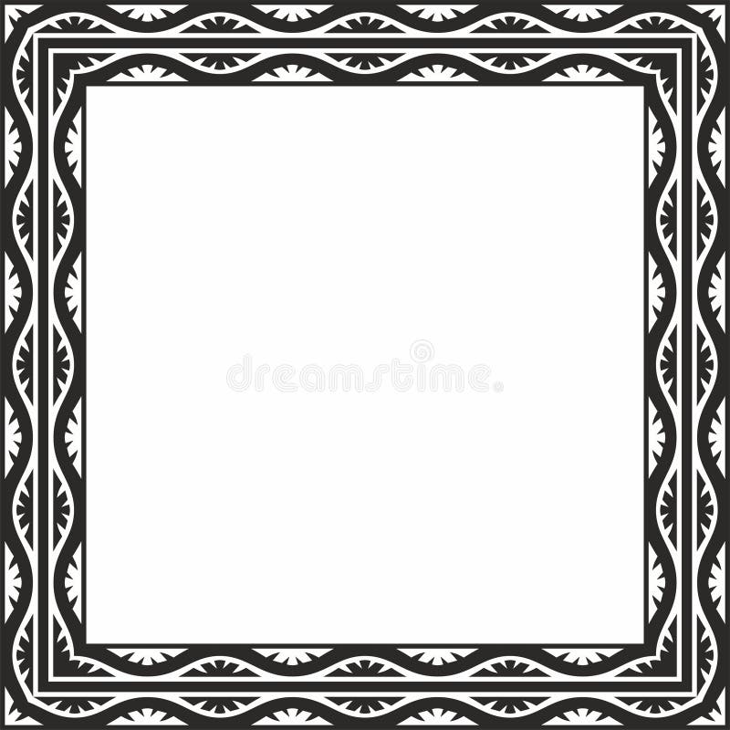 Vector Black Monochrome Square National Indian Ornament. Stock Vector ...