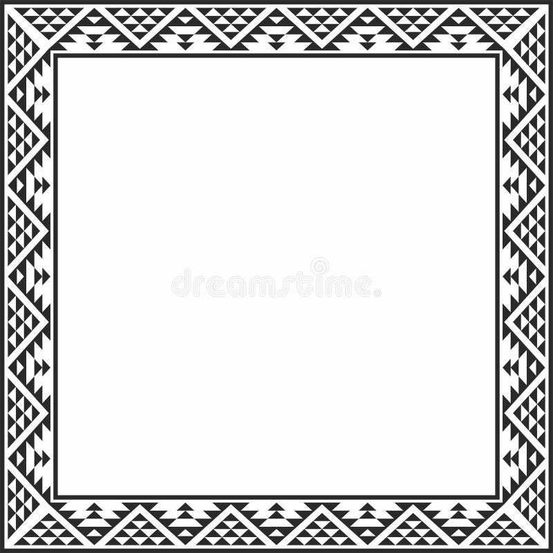 Vector Black Monochrome Square National Indian Patterns. Stock Vector ...