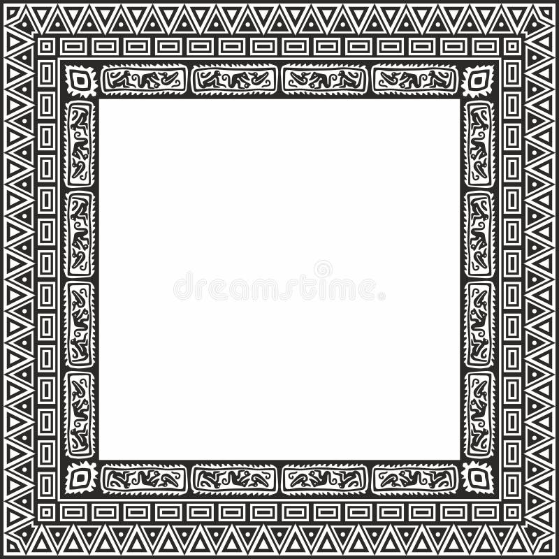 Vector Black Monochrome Square National Indian Patterns Stock Vector ...