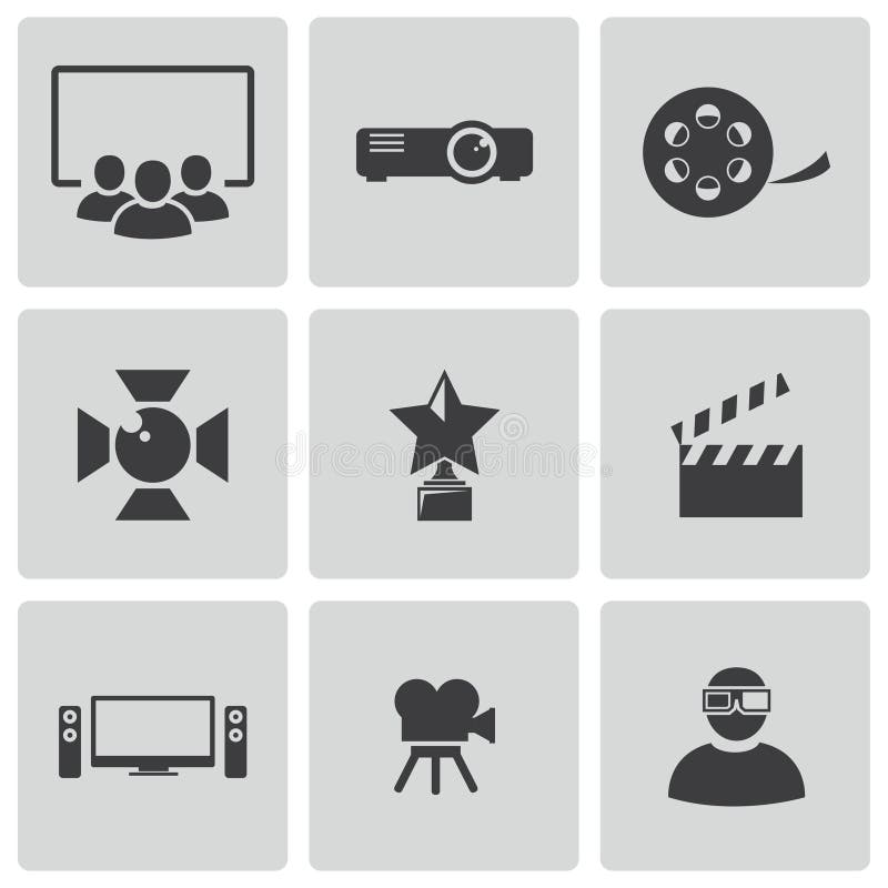 Web Video and Movie Icon Set Stock Vector - Illustration of network ...