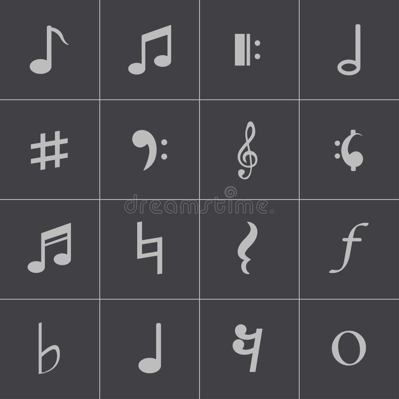 Vector Black Notes Icons Set Stock Vector - Illustration of audio ...