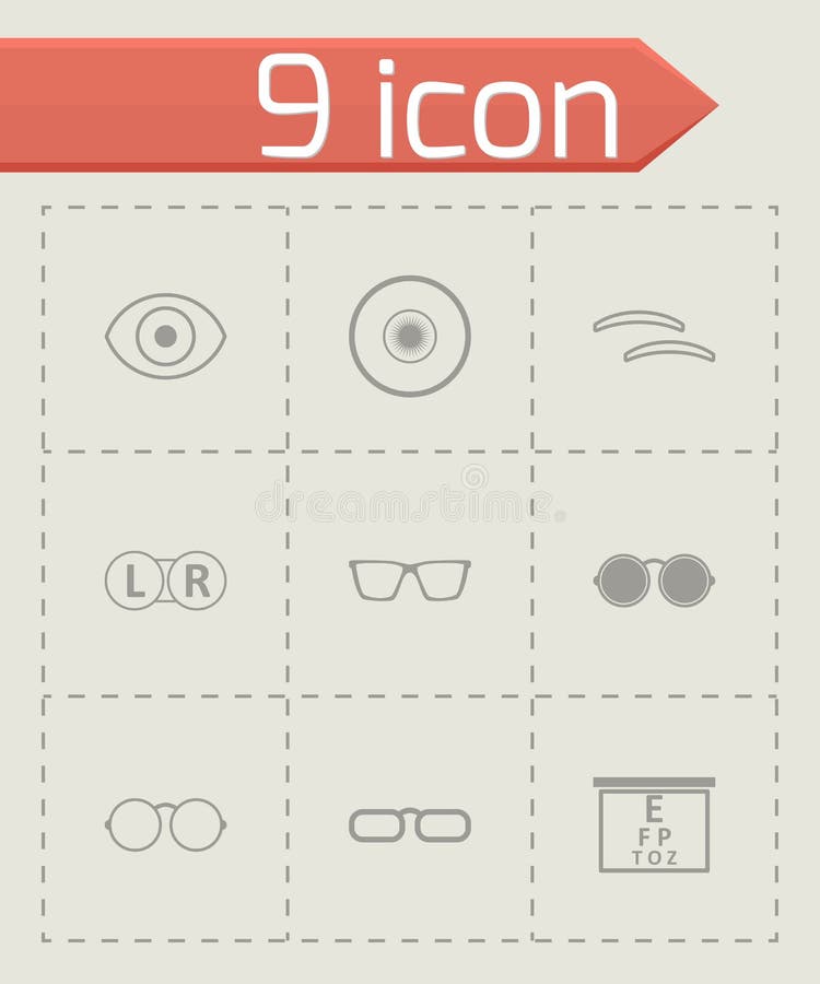 Optometry Icons. Eye and Glasses, Vision and Lens, Laser Surgery Signs ...