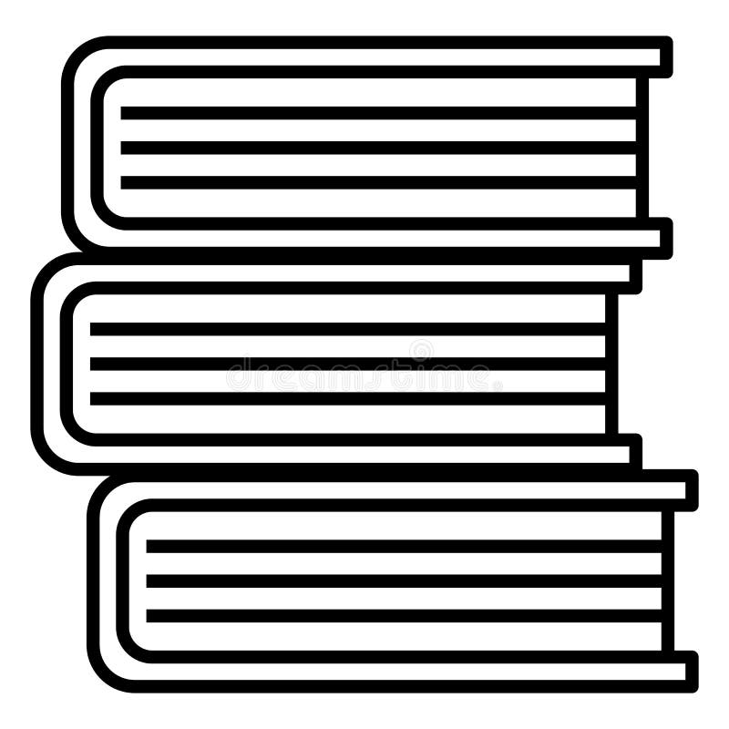 Vector Black Outline Icon - Stack of Books Stock Vector - Illustration ...