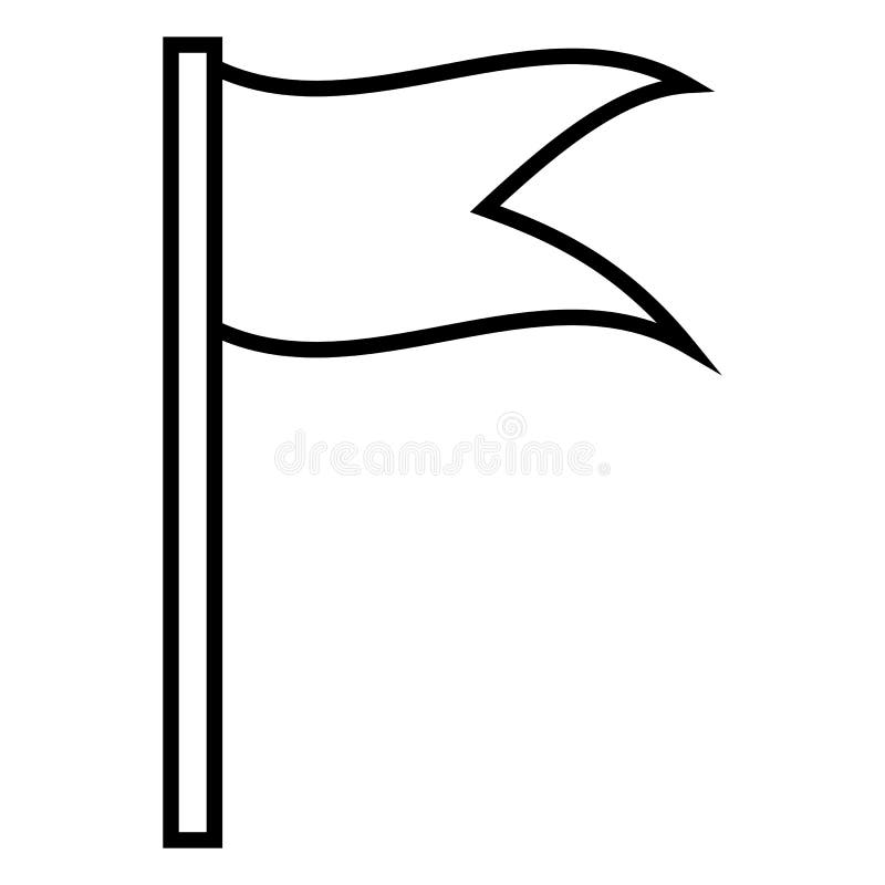 Vector Black Outline Minimalistic Flag Icon Stock Vector - Illustration ...