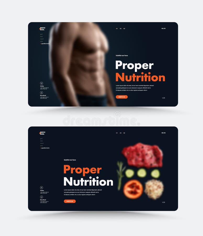 Vector Black Page Web Site Template for Personal Trainer or ...