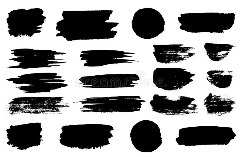 Vector Black Paint Brush Spots, Highlighter Lines or Felt-tip Pen ... Vector Black Paint Brush Spots, Highlighter Lines or Felt-tip Pen ...