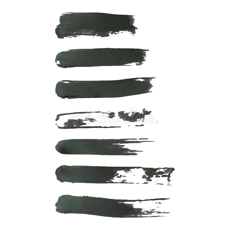 Vector Black Paint, Brush Stroke, Brush Stroke, Line or Texture. Set of Vector Horizontal ...