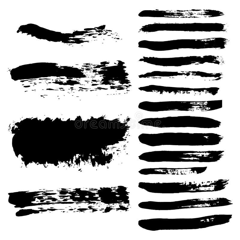 Vector Black Paint, Brush Stroke, Brush Stroke, Line or Texture. Set of ...