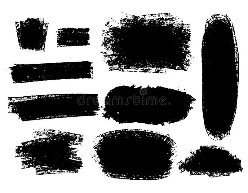Vector Black Paint, Rectangular Ink Brush Strokes Stock Vector ...