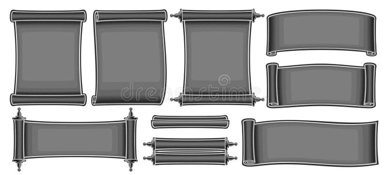 Vector Black Paper Scroll Set Stock Illustration - Illustration of ...