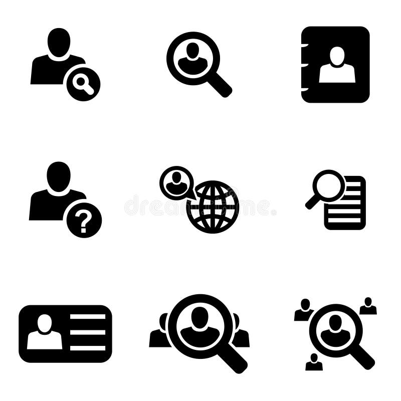 Vector Black People Search Icon Set Stock Illustration - Illustration ...