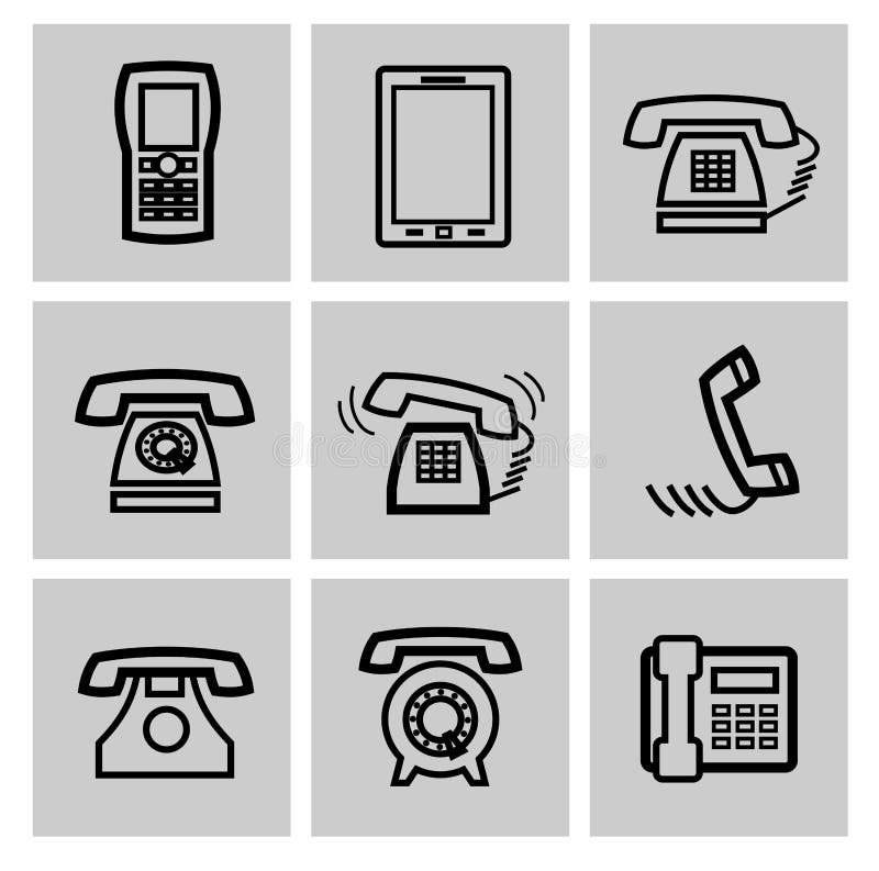 Vector Black Phone Icons Set Stock Vector - Illustration of ...