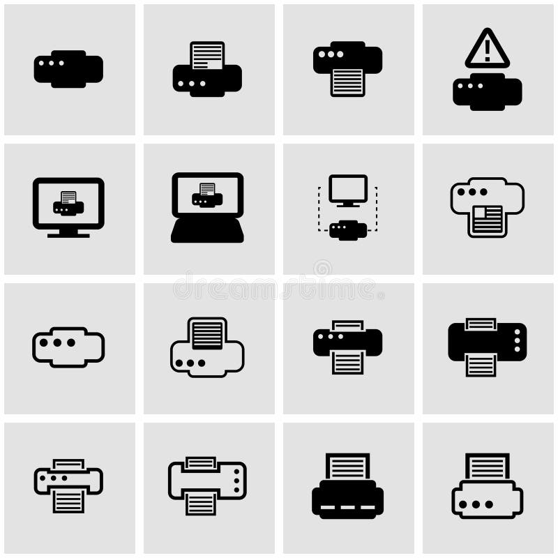 Black Printer Icon Isolated on White Background. Vector Illustration ...