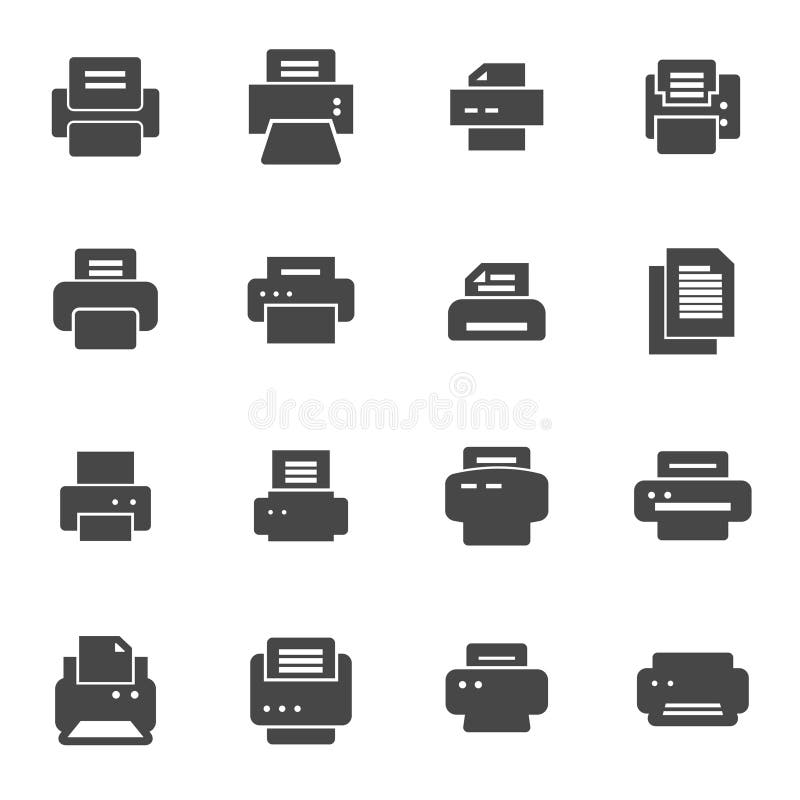 Black Printer Vector Illustration Icon in Flat Design Stock Vector ...