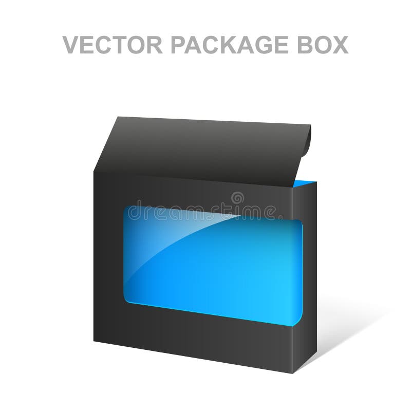 Vector Black Product Package Box, Transparent, Blue Inside Stock Vector ...