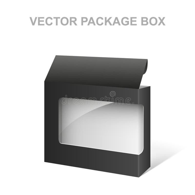 Vector Black Product Package Box, Transparent, White Inside Stock ...