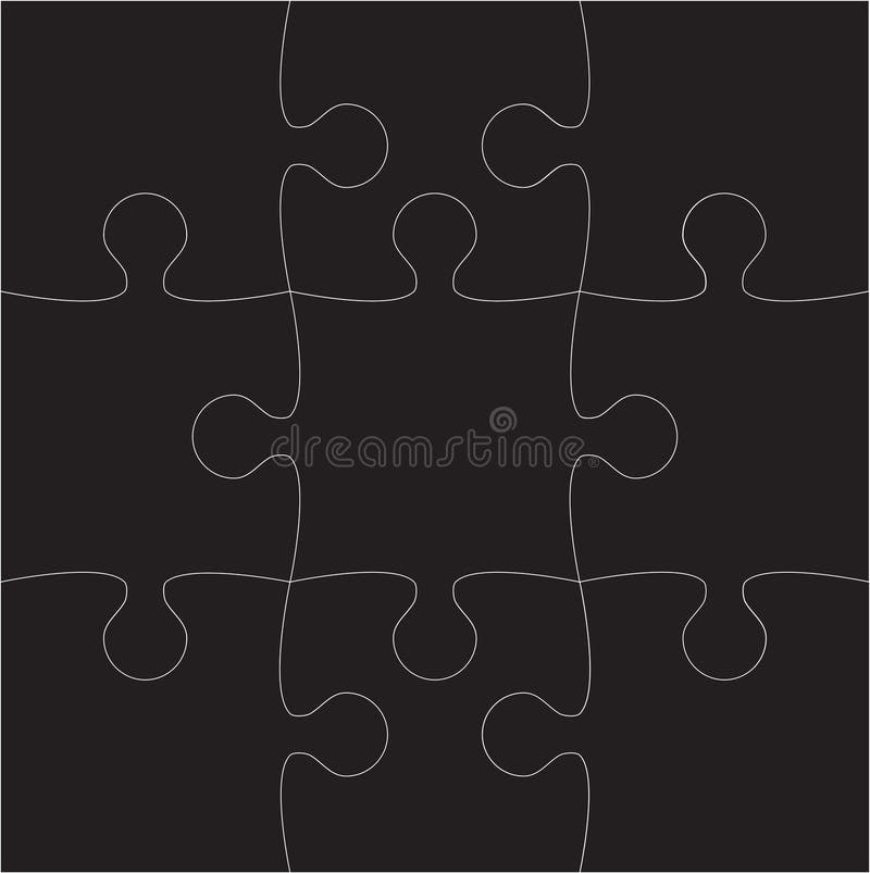 Vector Black Puzzles Piece JigSaw - 9 Pieces. Stock Vector ...