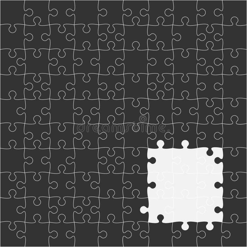 Vector Black Puzzles Pieces Square GigSaw - 100. Stock Vector ...
