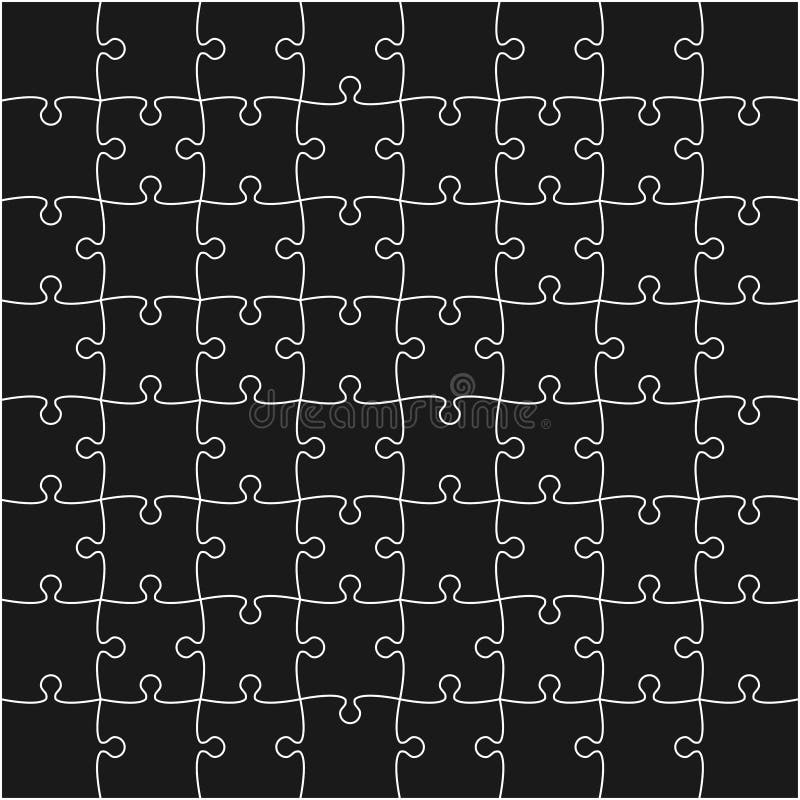 Vector Black Puzzles Pieces Square JigSaw - 64. Stock Vector ...