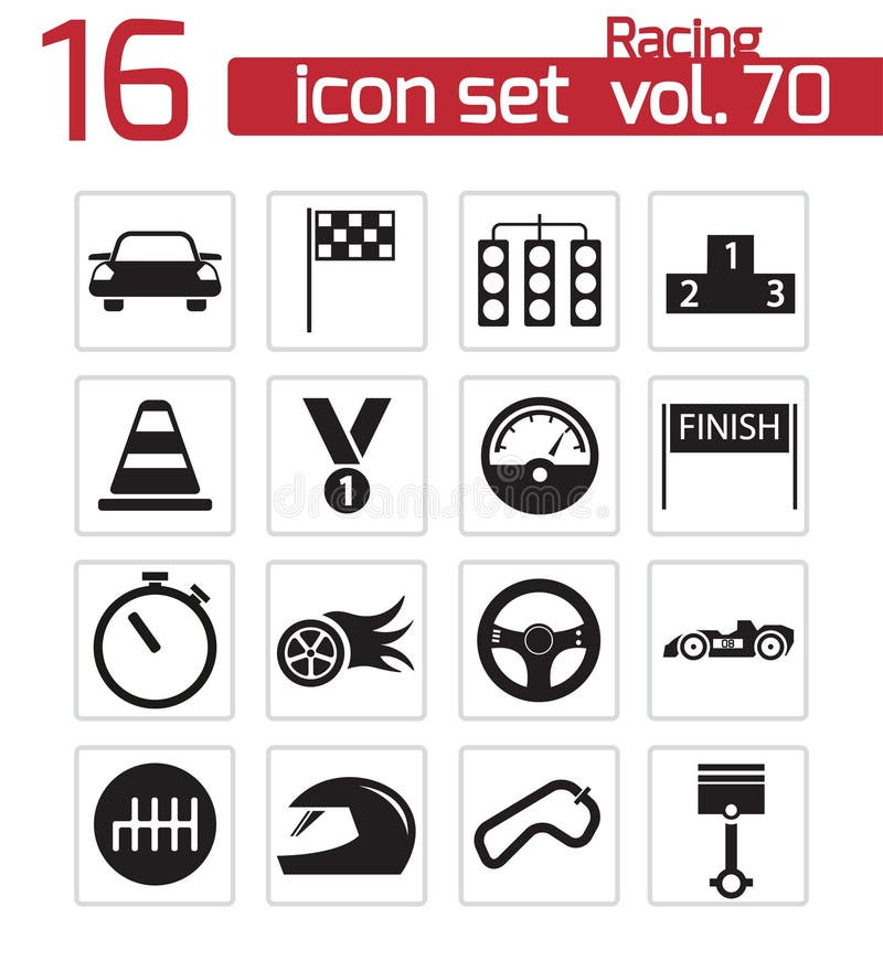 Vector black racing icons stock illustration. Illustration of fast ...