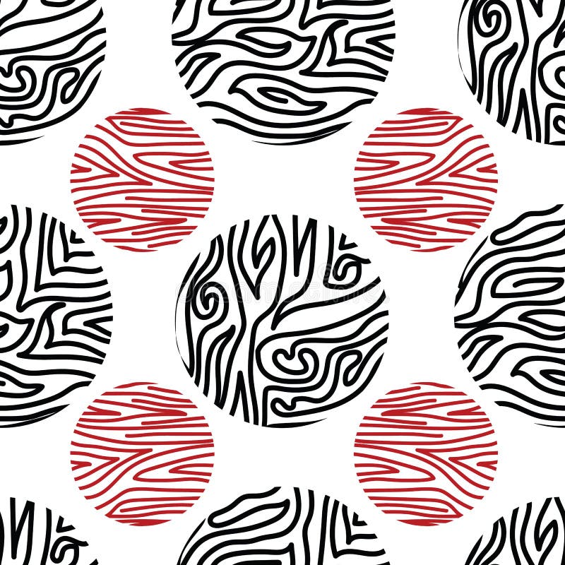 Vector Black Red Abstract Circles on White Seamless Repeat Pattern ...