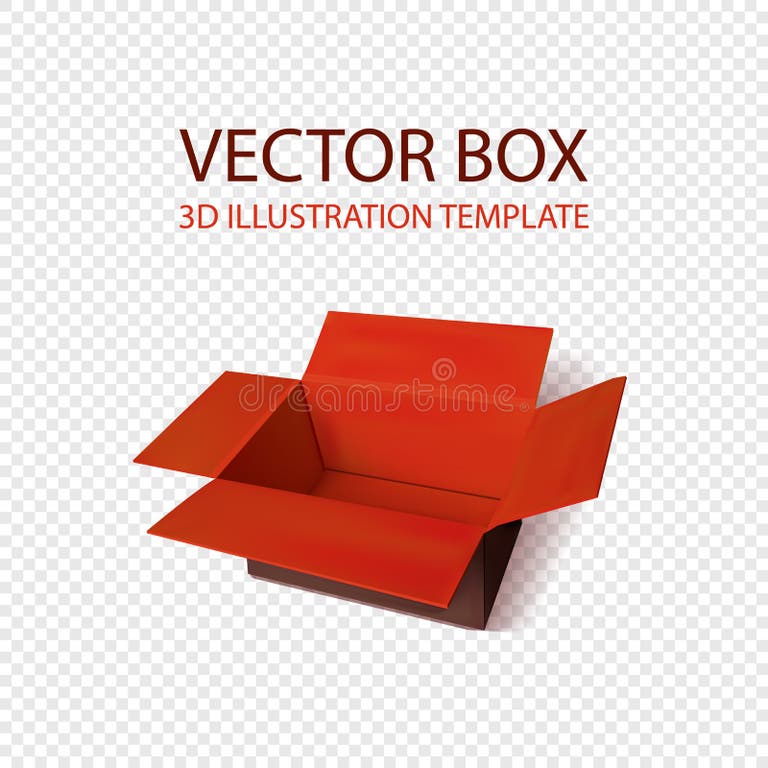 Vector Black and Red Box Isolated on Light Transparent Background, 3D ...