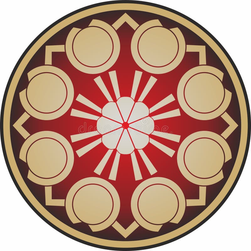 Vector Black and Red Round Turkish Ornament. Stock Vector ...