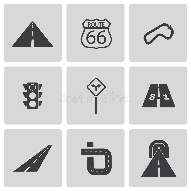 Vector Black Road Elements Icons Set Stock Vector - Illustration of ...