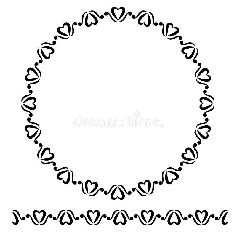 Vector Black Rounded Corner Circle Floral Frame, Isolated on White ...